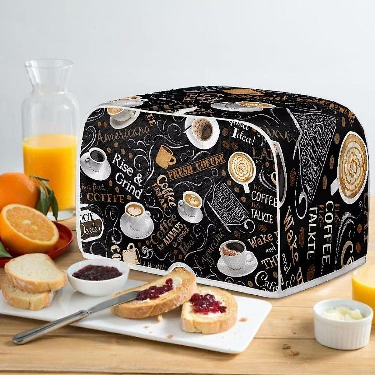 Kathyboom Coffee 4 slice Toaster Cover Appliance Cover Toaster Dust And Fingerprint,Washable Kitchen Accessories