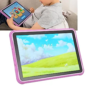 Luqeeg Children Tablet, Scratch Resistant 2MP 8MP Dual Camera 10 Inch HD IPS Screen Kids Tablet for Android 10 for Study (US Plug)