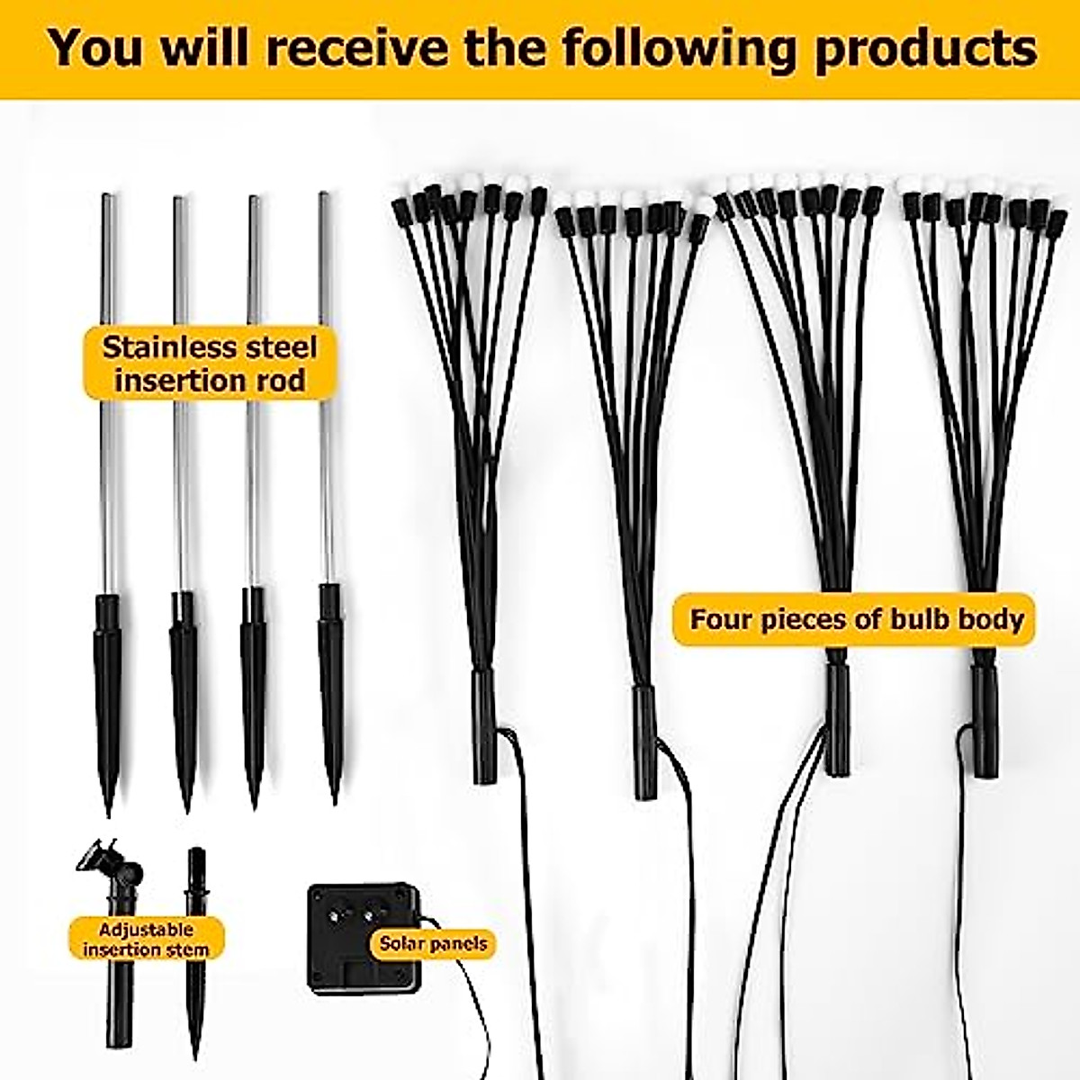 Siuholi Solar Lights-Firefly Lights, New Upgraded 4 Pieces Together Feature 32 LEDs Solar Starburst Swaying Waterproof Lights in Each Pack, Great for Lighting，Warm White（4pack） (Siuholi-1)