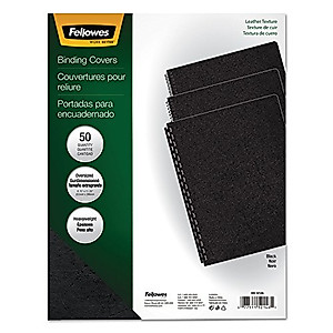 Fellowes 52146 Binding Covers, 11-1/4 X 8-3/4, Leather-Like Black Vinyl, 50/Pack