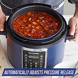 Blue Diamond Ceramic Nonstick, 16-in-1 6QT Electric Pressure Cooker, Slow Cooker, Rice Cooker, Yogurt Maker, Saute, Steamer and More, Programable, Dishwasher Safe Pot, PFAS-Free, Blue