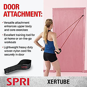 SPRI 07-71551 Xertube Resistance Band w/Door Attachment, Blue, Heavy