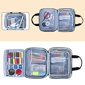 Luxja Large Sewing Organizer with 3 Inner Sections (Fold up Easily), Sewing Supply Organizer with Versatile Pockets (No Accessories Included), Polka Dots