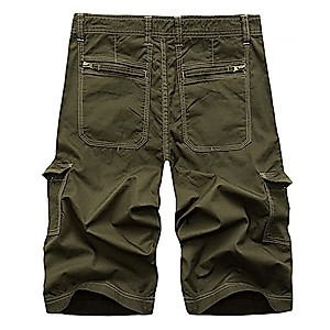 Men Cargo Shorts Long Khaki Cargo Shorts for Men 2023 Casual Loose Buckle Zipper Multi Pockets Tooling Shorts Regular Fit Outdoor Pants Mens Linen Shorts 7 Inch Inseam Slim Fit Army Green L