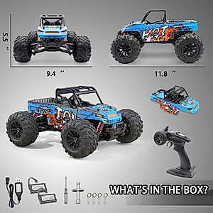 Losbenco High Speed RC Cars 40KPH for Adults, 1:16 Scale Remote Control Car, 4WD All Terrain Off-Road Monster RC Truck with Bright Headlight 2 Rechargeable Batteries for Kids and Adults