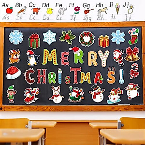 NBjiuyin 72 Pieces Christmas Mini Cut-Outs with 100 Glue Point Dots Assorted Xmas Cartoon Accents Cutouts for Bulletin Board Classroom Decoration School Home Holiday Christmas Party
