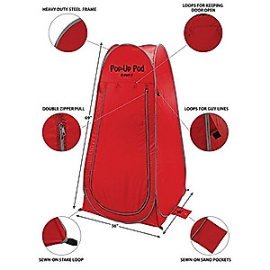 GigaTent Pop Up Pod Changing Room Privacy Tent – Instant Portable Outdoor Shower Tent, Camp Toilet, Rain Shelter for Camping & Beach – Lightweight & Sturdy, Easy Set Up, Foldable (Red)