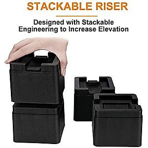 Kyrieval 3 Inch Bed Risers Heavy Duty U Shape Adjustable Furniture Risers for Casters Wheels of Furniture, Sofa, Table and Couch 4 pcs
