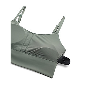 CRZ YOGA Adjustable Longline Sports Bra for Women - V Back Wireless Workout Padded Yoga Bra Cropped Tank Tops Grey Sage Medium