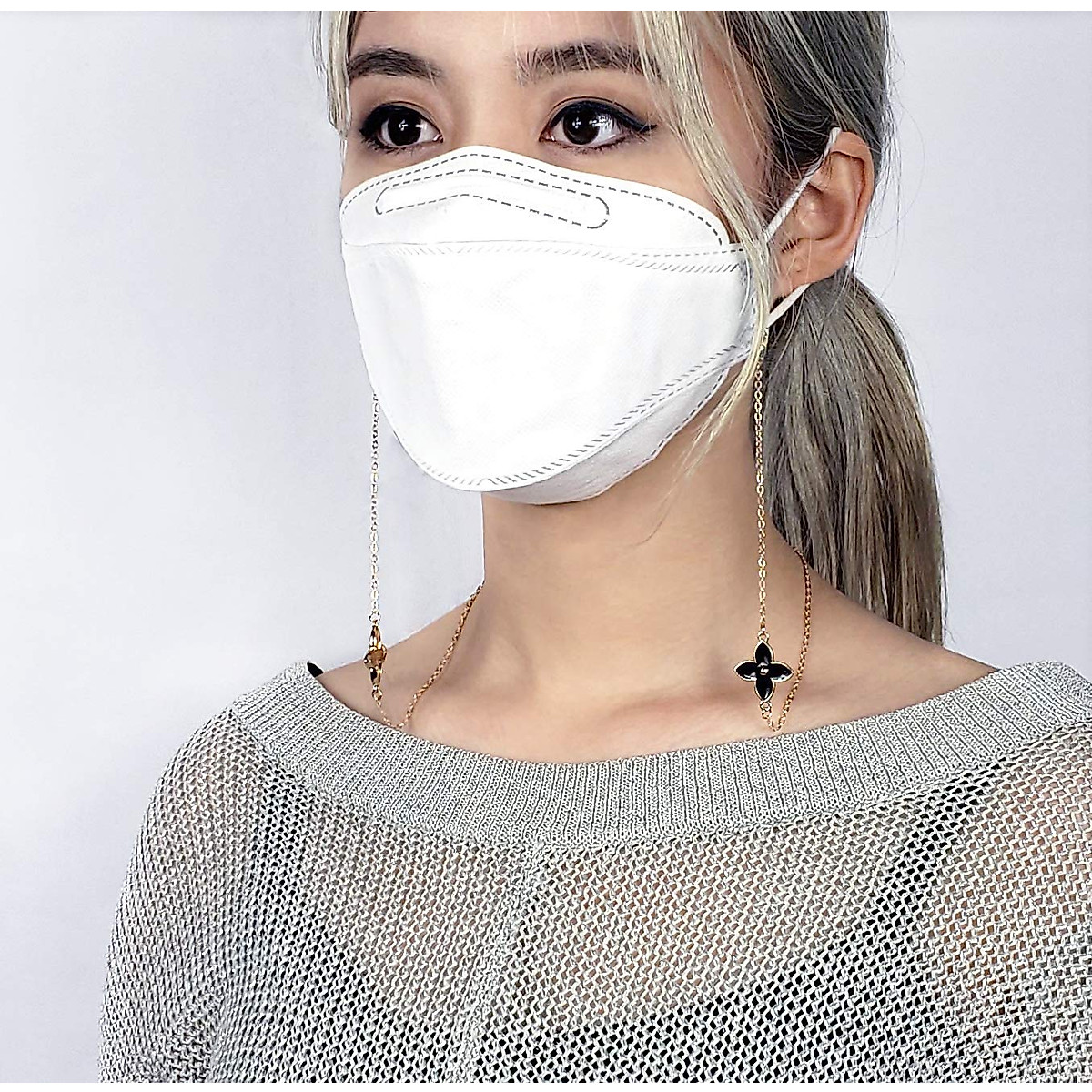 2 PCS /1 PC Eyeglasses Chain Mask Chain Holder Sunglasses Chain Necklace Women Men Gold Silver Rose Gold Black Pearl