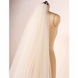 ELAWBTY 1 T Floral Lace Wedding Bridal Veil F20 Ivory Cathedral