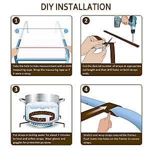 Lumpro Vinyl Straps for Patio Chair Repair Kit 2'' Wide 10 Ft Long Replacement Straps + 20 Free Rivets for Outdoor Lawn Furniture Chaise Lounge Repair (Brown)