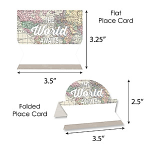 Big Dot of Happiness World Awaits - Travel Themed Party Tent Buffet Card - Table Setting Name Place Cards - Set of 24