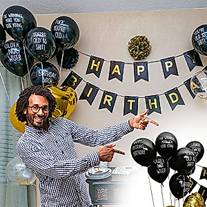 32 Piece NSFW Funny Abusive Old Age Birthday 12 Inch Party Balloons for adults with 10 Different rude, Offensive, and Sarcastic Phrases - Warning Adult Language