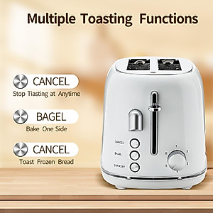 AAYUJUP Toaster 2 Slice Electric：Retro toaster Smart White toaster small toaster oven