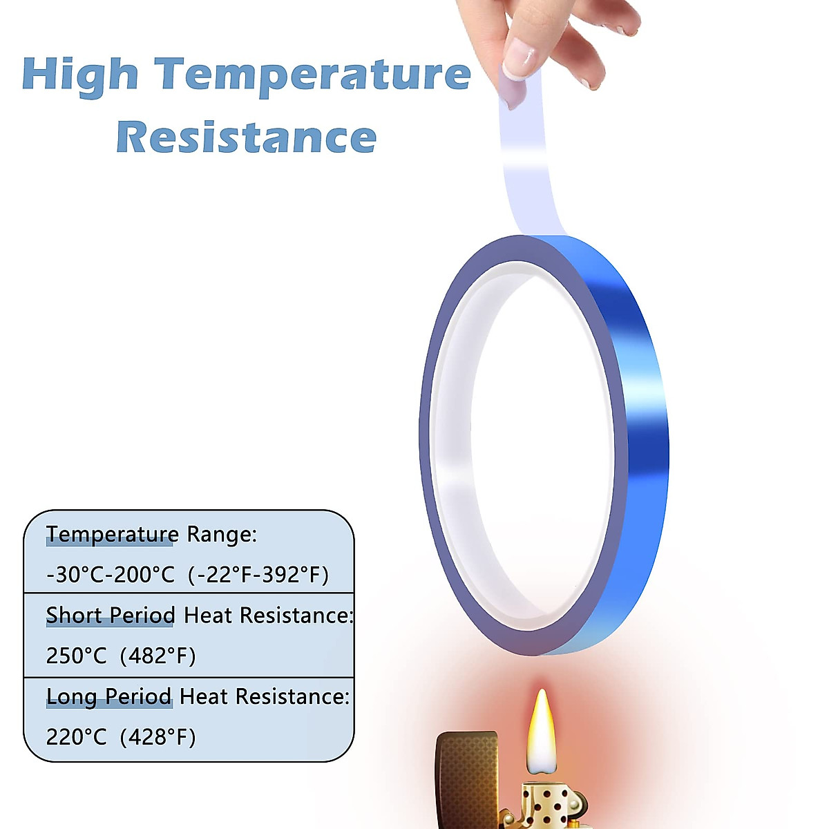 HTVRONT Blue Heat Tape - 10mm X 33m Heat Resistant Tape 2 Rolls Heat Tape, No Residue High Temperature Tape, High Adhesion Heat Tape for Sublimation, Heat Press, HTV Heat Transfer Tape
