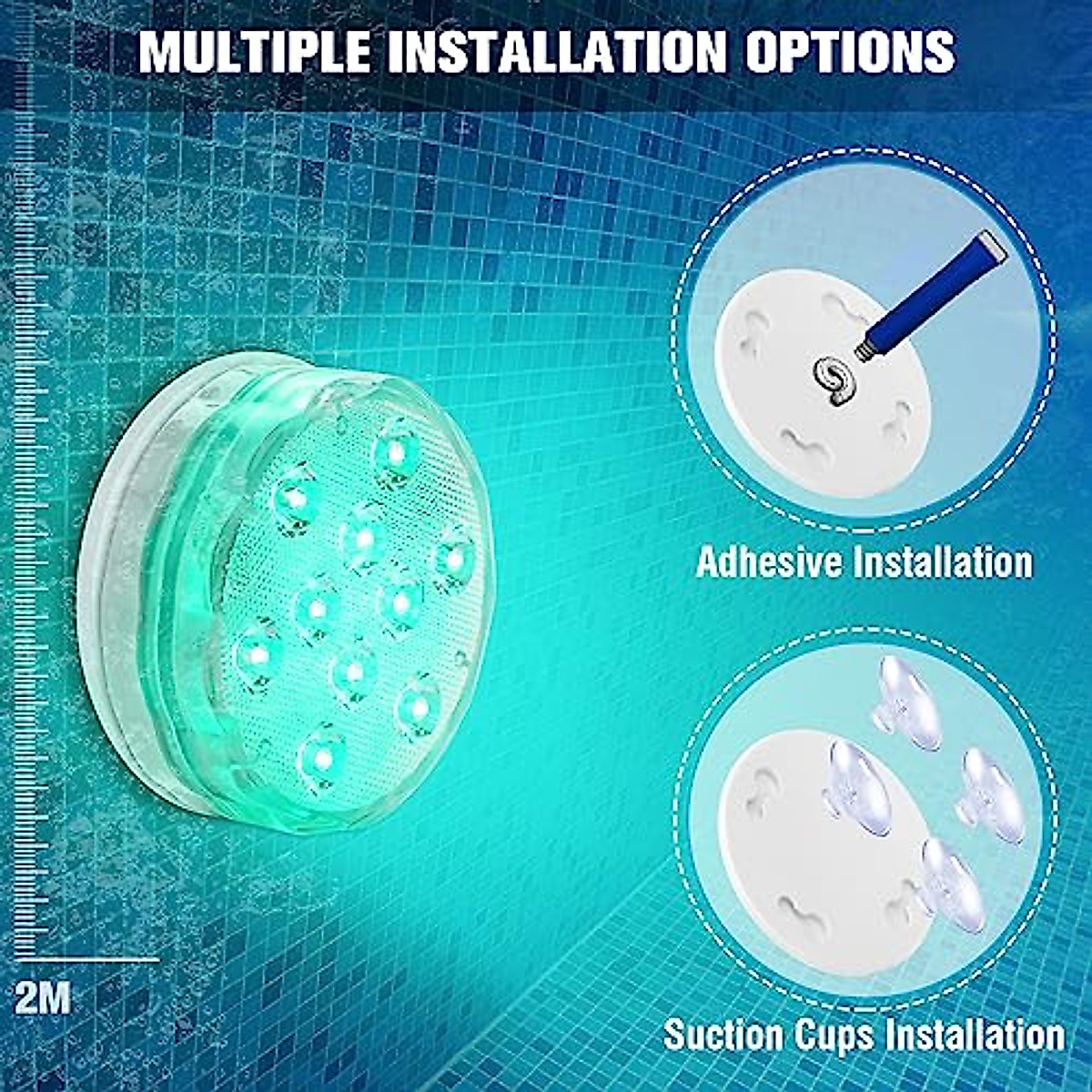 Qoolife Rechargeable Submersible Pool Lights with Remote, Waterproof Underwater Charging Battery Operated Controlled 25 Color Changing LED with Magnet Floating Lights Pool Pond Decoration (2 Pack)