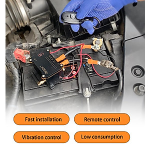 RIEIEK Car Remote Battery Kill Switch with Vibration Control, Low Voltage Auto Cutoff 12V-24V Universal Disconnect Switch