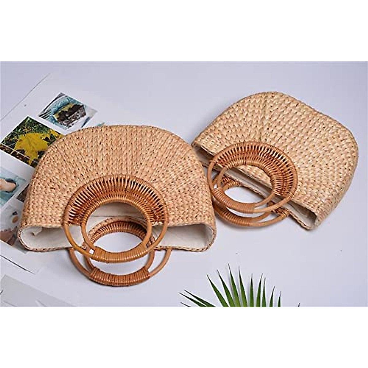 Women Girl Tote Bag Straw Hobo Handbag Fashion Woven Top Handle Bag Shoulder Bag Beach Purse Moon Bag Bucket Bag 2023 Summer