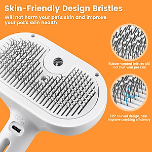 Cat Steam Brush, 3 in 1 Cat Brush for Shedding & Grooming, Water Brush for Cats Dogs, Pet Hair Removal Comb for Long Short Haired Small Animal, Self Cleaning Slicker Brush with Release Button
