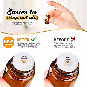 Teenitor 100Packs Essential Oil Bottles, Amber Glass Bottle, Essential Oil Bottle 2Ml Bottles, Small Oil Vial Sample Bottles 2Ml, Essential Oil Bottles Anointing Oil Bottles 0.068OZ