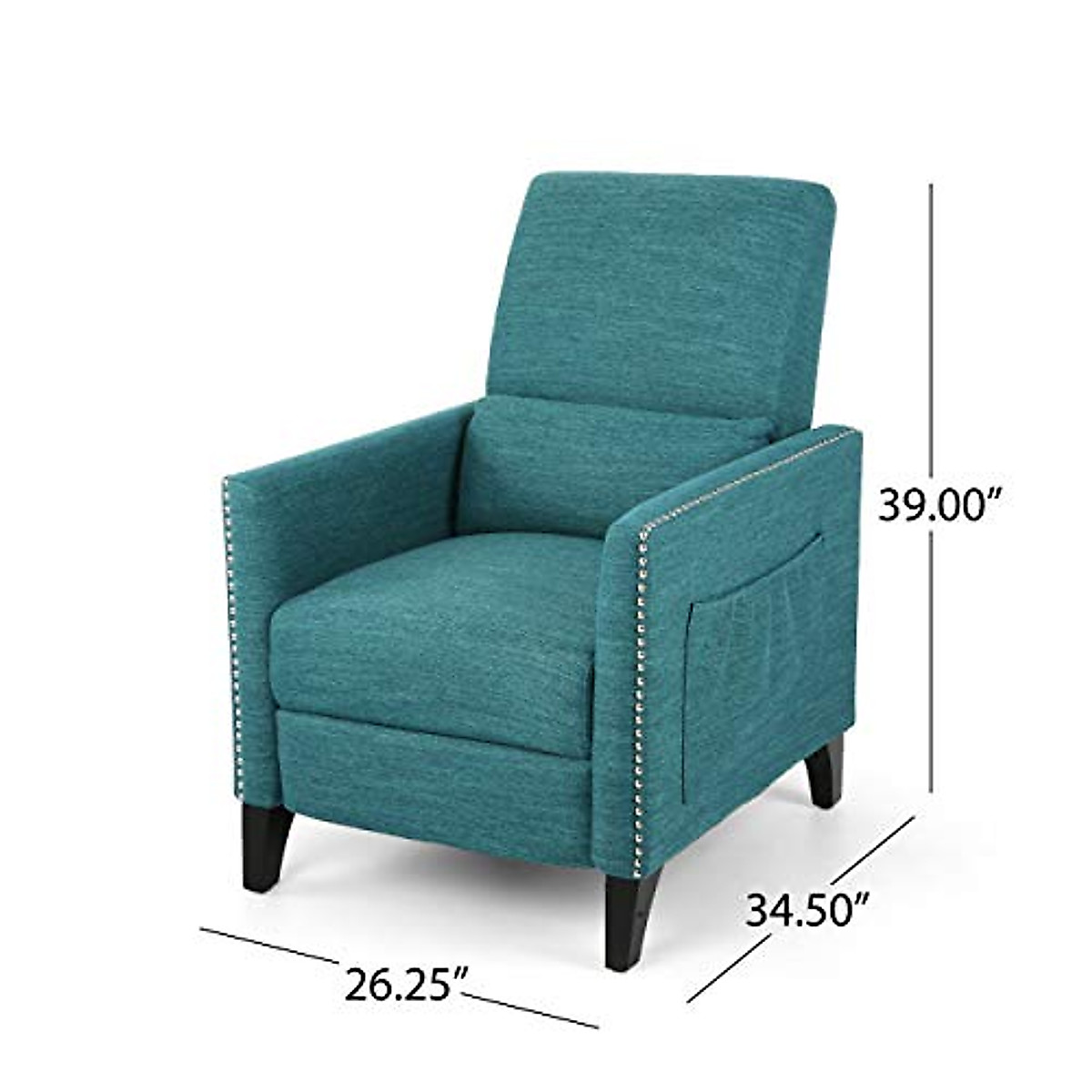 Great Deal Furniture Alexis Contemporary Fabric Push Back Recliner, Teal