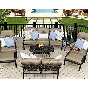 Theworldofpatio Elizabeth Cast Aluminum Powder Coated 8pc Deep Seating Set with Adjustable Club Chairs - Antique Bronze