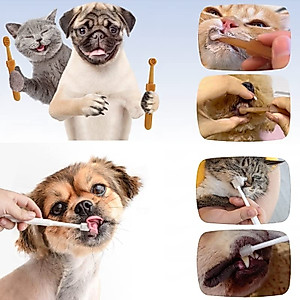 Tsxurepaw Cat & Dog Toothbrush Kit, 360 Degree Silicone Toothbrush with Storage Cup, 3 Pack Doggie Kitten Toothbrushes Tongue Cleaning Brush, Dental Care for Ferret Dutch Pigs