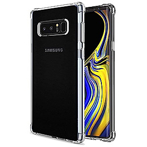 Galaxy Note 8 Case Crystal Clear Shockproof Bumper Protective Cell Phone Case for Samsung Galaxy Note 8 Transparent Back Covers for Men Women Boys Girls Flexible Slim Fit Rubber Silicone Gel