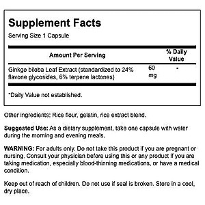 Swanson Ginkgo Biloba Extract 24% 60 Milligrams 240 Capsules