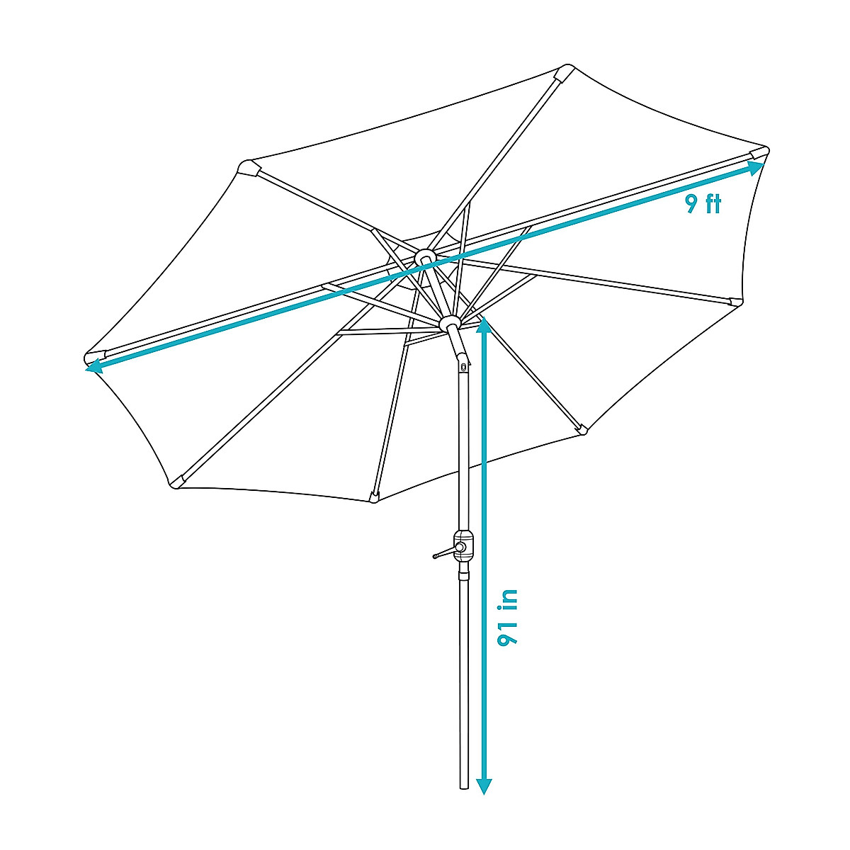 Sunnydaze 9-Foot Patio Umbrella with Push Button Tilt and Crank - Aluminum Pole with Polyester Canopy - Catalina Beach Stripe
