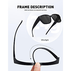 MEETSUN Oversized Fit Over Glasses Sunglasses for Women Men Trendy Polarized UV Protection Sun Glasses for Driving Black Grey