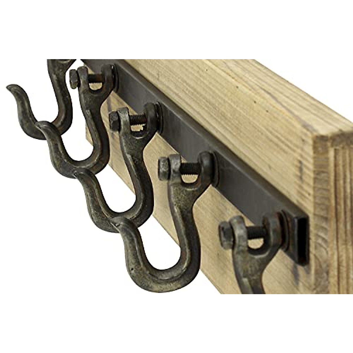 Deco 79 Wood 5 Hangers Wall Hook, 24" x 4" x 6", Brown