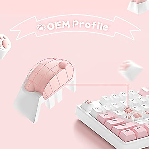 Custom 8 Pcs Cute Cat Claw and Butt Shape PBT&Silicone Keycaps Set Ergonomic OEM R4 Profile for 61/84/96/104 Key AKKO Gateron Kailh Cherry MX Cross Type Switch Mechanical Gaming Keyboard DIY(Pink-8)
