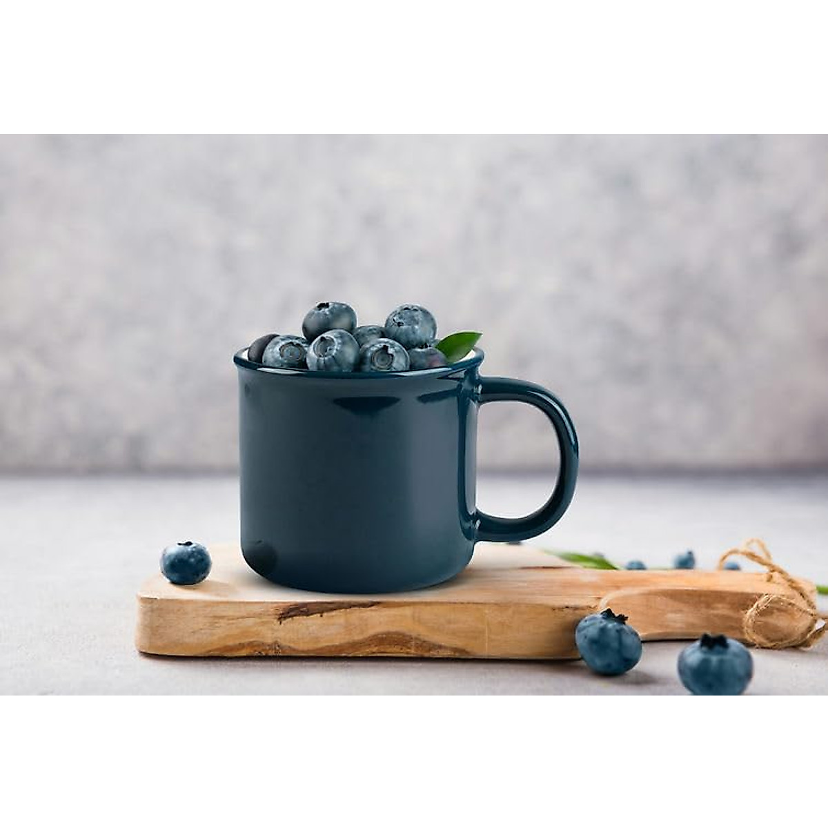 KooK Camping Mug, Camping Coffee Mugs, Urban Outdoor Hiking Coffee Cup, Ceramic, Camp Casual, for Campfire, Tea, Hot Chocolate, Soup, Microwave and Dishwasher Safe, 14 oz, Set of 2 Navy Blue