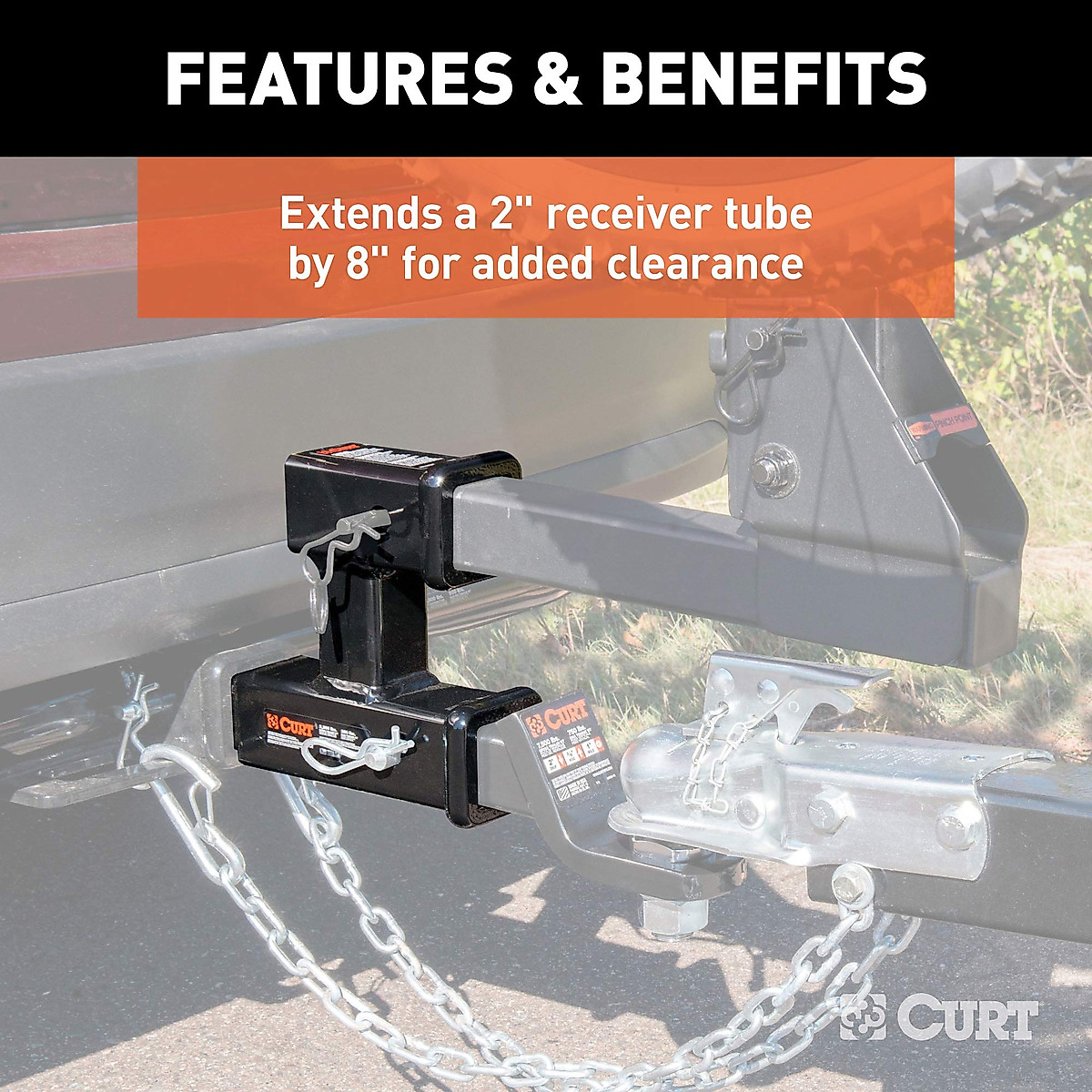 CURT 45792 Dual Receiver Trailer Hitch Ball Mount, 2-Inch, 3,500 lbs