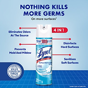 Lysol Disinfectant Spray, Sanitizing and Antibacterial Spray, For Disinfecting and Deodorizing, Crisp Linen, 1 Count, 12.5 fl oz
