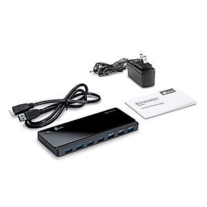 TP-Link [2nd Gen] TP-Link 7-Port USB 3.0 Ultra Slim Hub Including 3 BC 1.2 Charging Ports up to 5V / 1.5A. Compatible with Windows, Mac, Chrome & Linux OS, with Power On/Off Button (UH700)