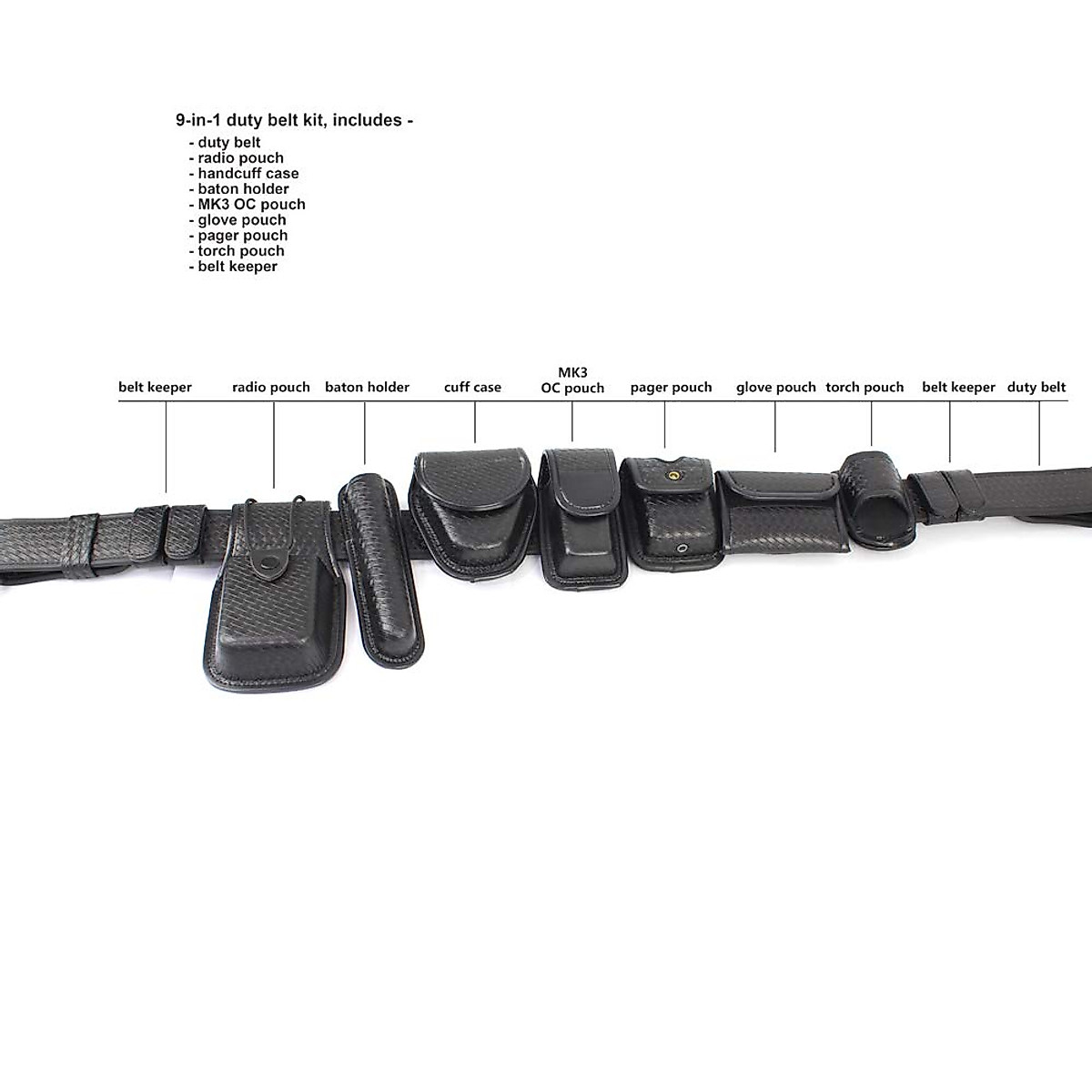 LytHarvest 9-in-1 Police Duty Belt Kit with Pouches, Law Enforcement Utility Belt Rig, Modular Security Guard Equipement Utility Belt,Basketweave (Medium)