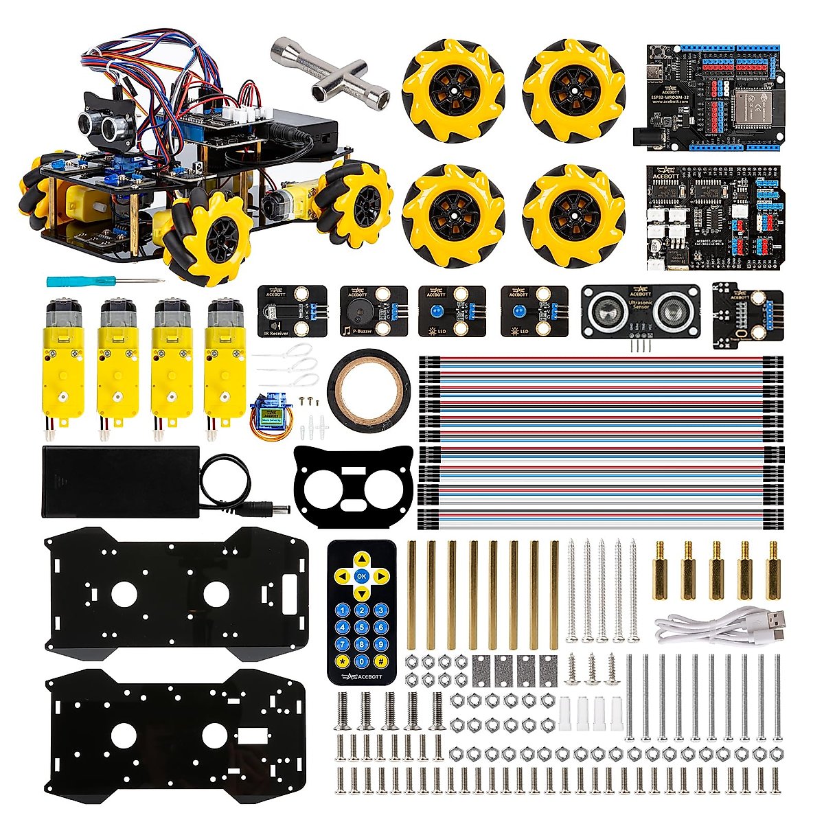 ACEBOTT Smart Robot Car Kit, 4WD Remote Control Car Compatible with Arduino IDE, Electronic Programming Project/STEM Education/Science Coding Kit for Teens and Adults Ages 12+ (V5.0 - Smart Robot Car)