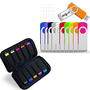 2GB USB Flash Drives 10 Pack and USB Case of 10 Slots Bundle USB Holders to Organize 10 Thumb Drives 2 GB