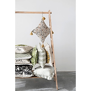 Creative Co-Op 16" Square Recycled Cotton Blend Printed Floral Pattern & Tassels Pillow, Multicolored