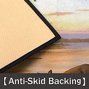 Pardick Forest Sunset Animal Deer Half Round Door mat Non-Slip Soft Half Circle Area Rug Washable Durable Decor Half Moon Hearth Rugs for Floor Indoor Living Room Bedroom Kitchen Fireplace Rug