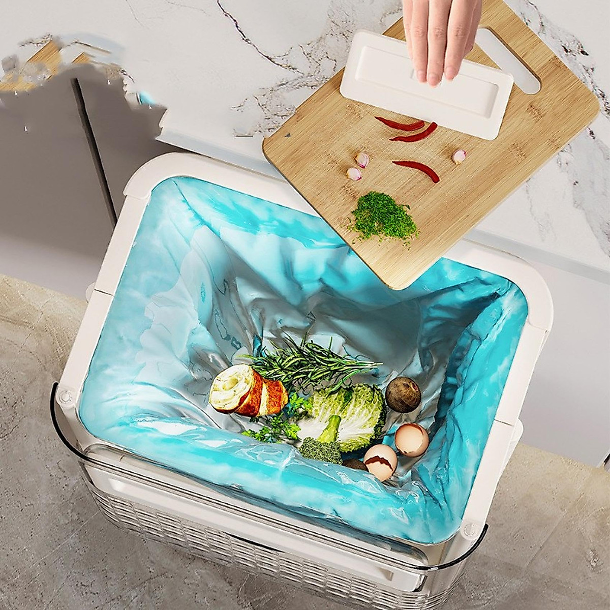 Foldable Hanging Trash Can,Upgrade Hanging Kitchen Trash Can, Kitchen Trash Can 13+ Gallon,Foldable Waste Bin for Kitchen, Collapsible Hang Small Plastic Garbage Can for Cabinet/Car/Bedroom (Green)