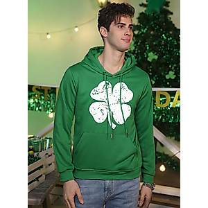 Arvilhill St Patrick's Day Sweatshirt Men's Green Shamrock Irish Printed Hoodie CLOVER XL