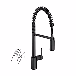Moen Align Matte Black Motionsense Wave Sensor Touchless One-Handle High Arc Spring Pre-Rinse Pulldown Kitchen Faucet with Sprayer, Kitchen Sink Faucet for Bar, Farmhouse, Commercial, 5923EWBL