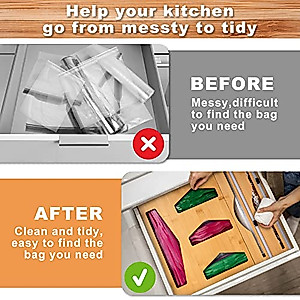 Foil and Plastic Wrap Organizer, Ziplock Organizer for Drawer Suitable for Gallon, Quart, Sandwich and Snack Bag, Plastic Wrap Dispenser with Cutter for Cling Film, Aluminum Foil(12" Kitchen Rolls)