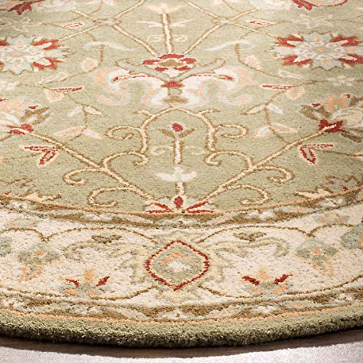 SAFAVIEH Antiquity Collection 6' Round Sage AT21D Handmade Traditional Oriental Premium Wool Area Rug