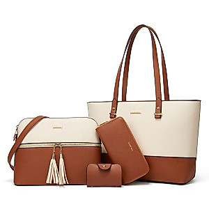 Women Fashion Handbags Wallet Tote Bag Shoulder Bag Top Handle Satchel Purse Set 4pcs