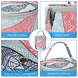 PATIKIL Yarn Storage Bag, Portable Crochet Knitting Bag Case Skein Ball Holder Organizer Crocheting Tote Supplies for Sewing Craft Projects, Blue Geometry